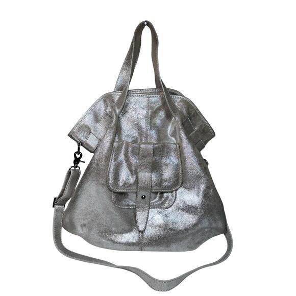 Trace Of Kale | Bags | Trace Of Kale Metallic Silver Champagne Leather ...